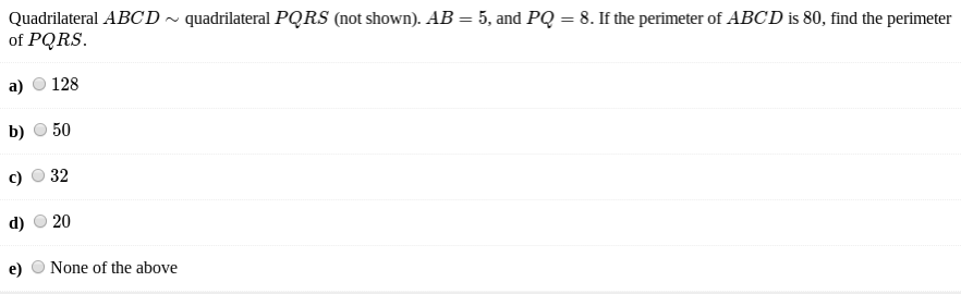 Solved Quadrilateral ABCD~quadrilateral PQRS (not shown) AB | Chegg.com