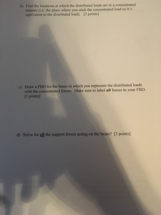 Solved 1) A beam is placed under the distributed load shown | Chegg.com