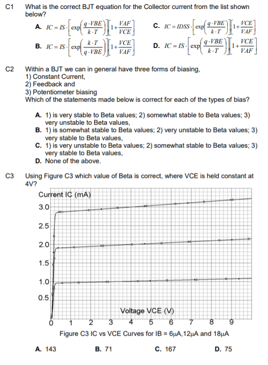 Solved C1 What is the correct BJT equation for the Collector | Chegg.com
