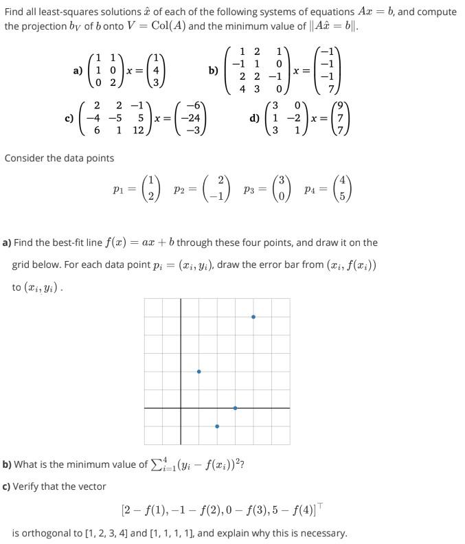 Solved Find all least-squares solutions of each of the | Chegg.com