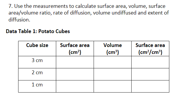 Solved 7. Use the measurements to calculate surface area, | Chegg.com