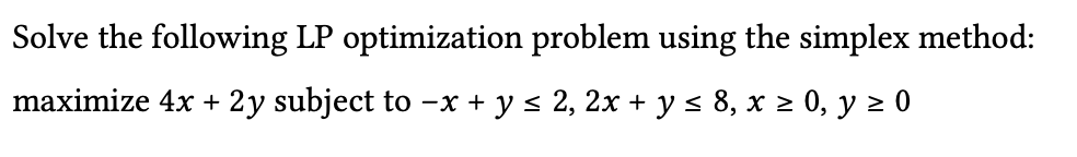 Solved Solve the following LP optimization problem using the | Chegg.com