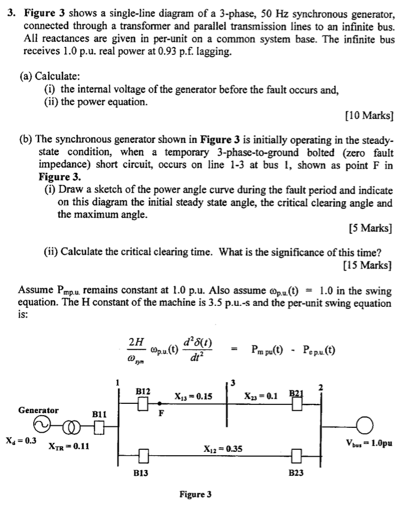 Solved 3. Figure 3 shows a single-line diagram of a 3-phase, | Chegg.com