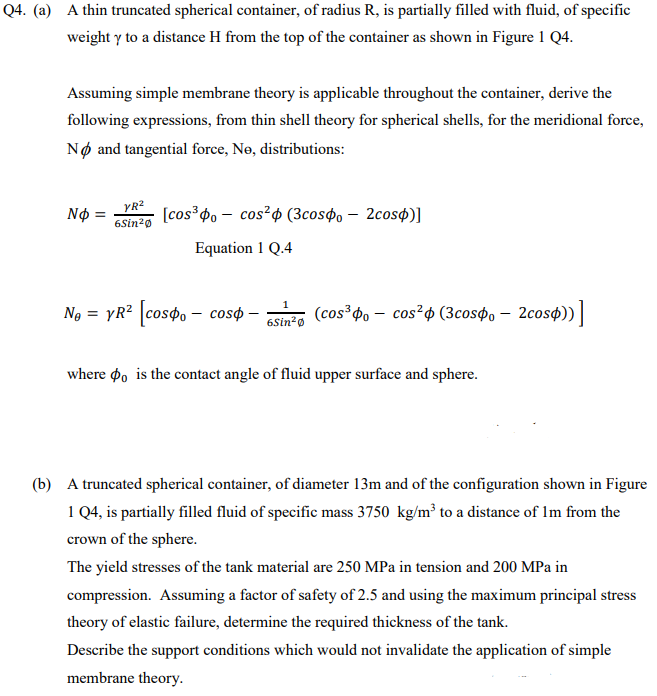 Solved (a) A thin truncated spherical container, of radius | Chegg.com