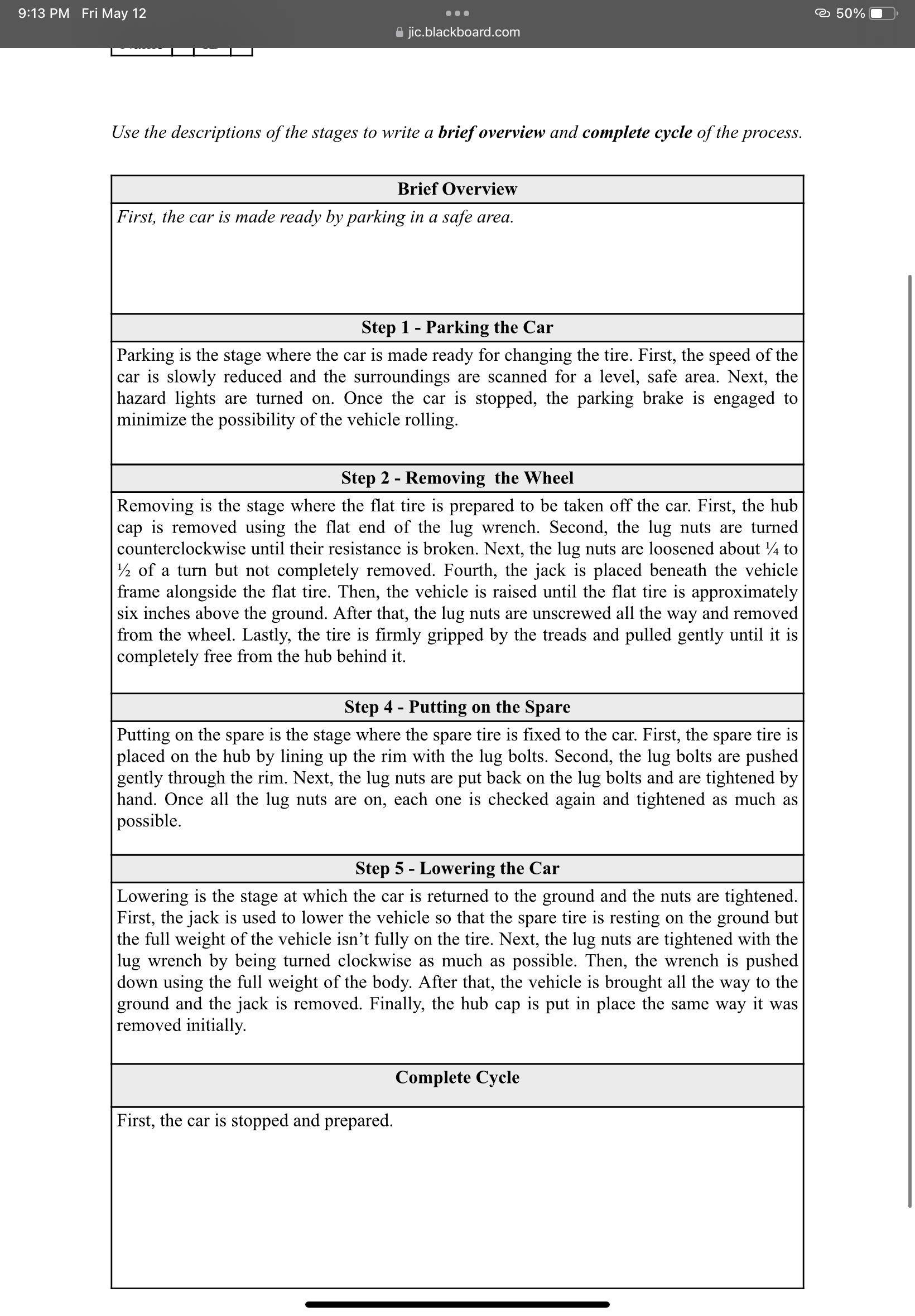 Use the descriptions of the stages to write a brief | Chegg.com