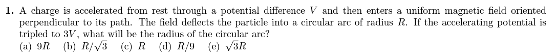 Solved 1. A charge is accelerated from rest through a | Chegg.com