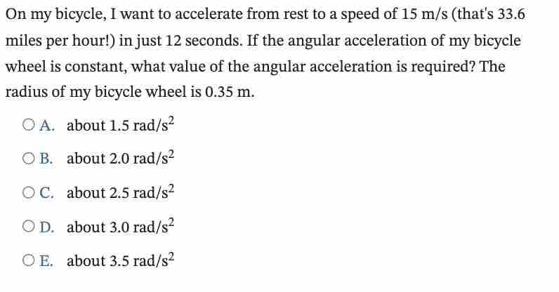 Solved On My Bicycle I Want To Accelerate From Rest To A