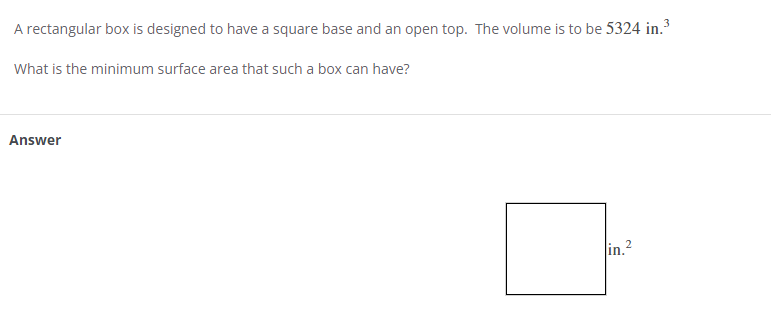 Solved A rectangular box is designed to have a square base | Chegg.com