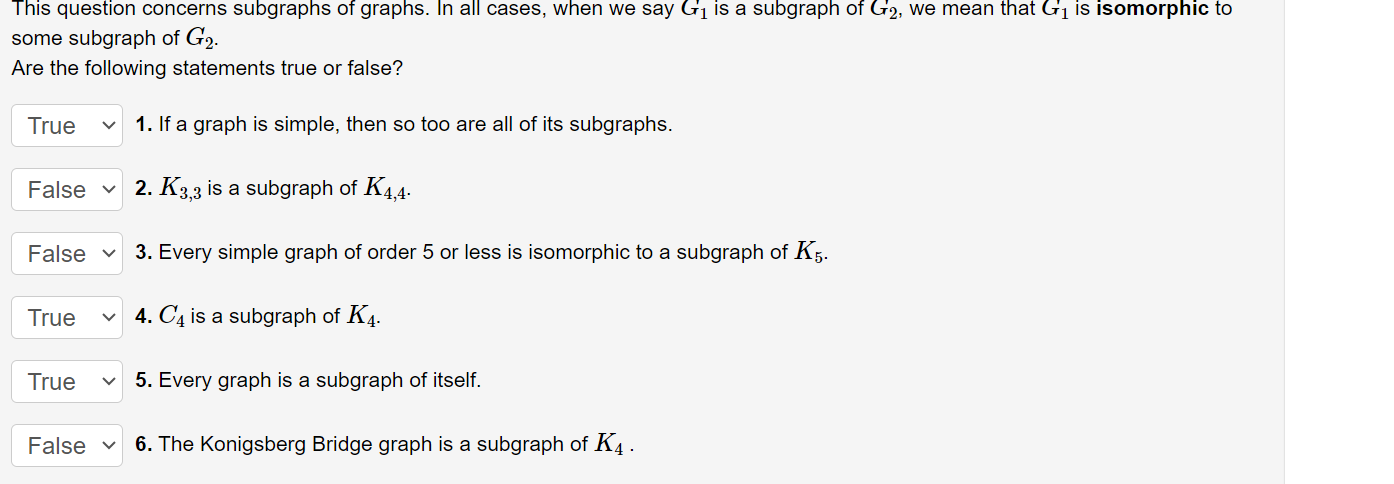 Solved This question concerns subgraphs of graphs. In all | Chegg.com