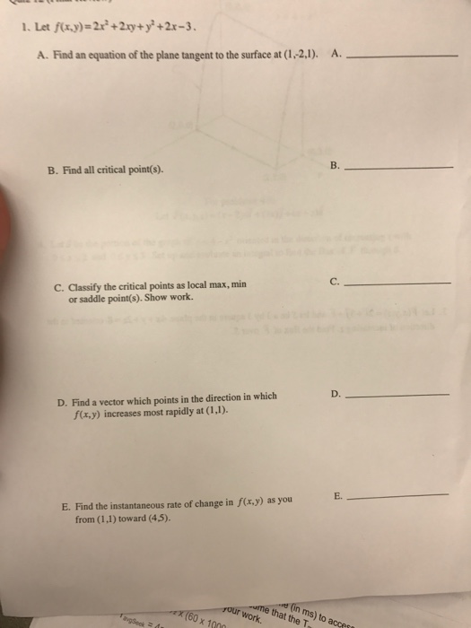 Solved Let f(x, y) = 2x^2 + 2xy + y^2 + 2x - 3. A. Find an | Chegg.com