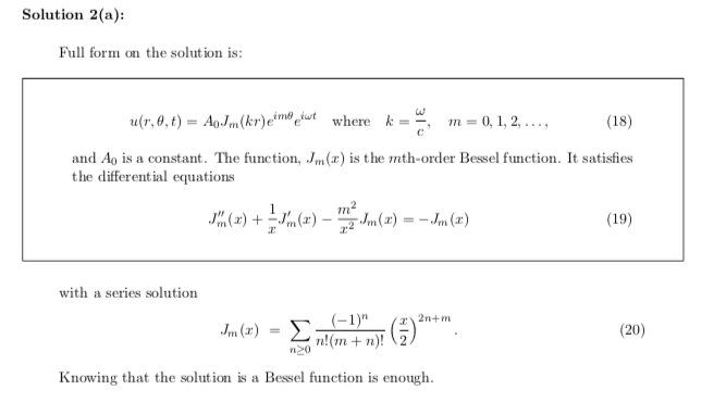 Solved Circular Drum The two-dimensional wave equation | Chegg.com