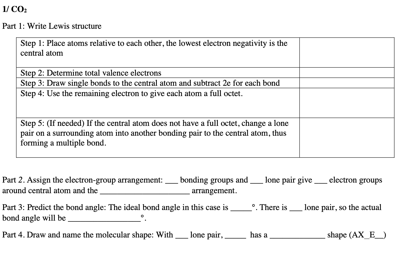 Solved Part 1: Write Lewis structure Part 2. Assign the | Chegg.com