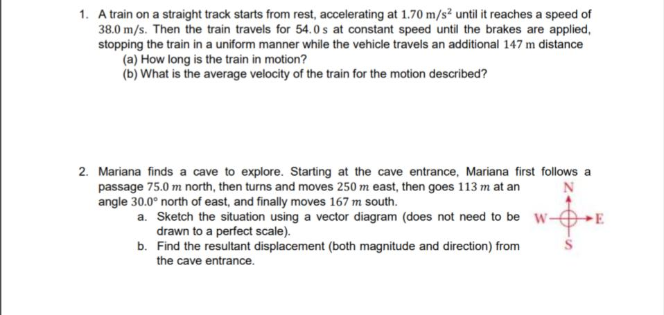 Solved 1. A train on a straight track starts from rest, | Chegg.com