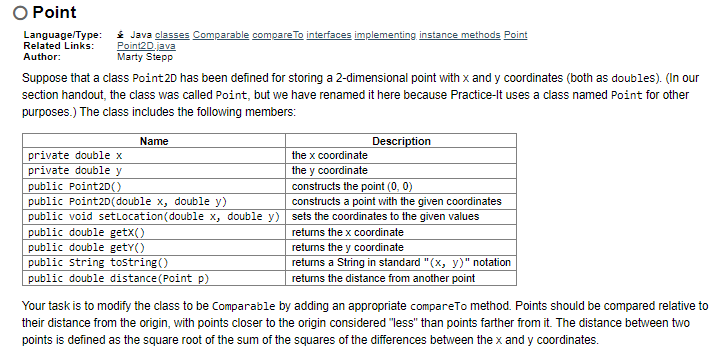 Solved Point Language/Type: $ Java classes Comparable | Chegg.com