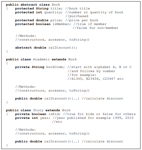 Solved JAVA LANGUAGE Given the following superclass and | Chegg.com
