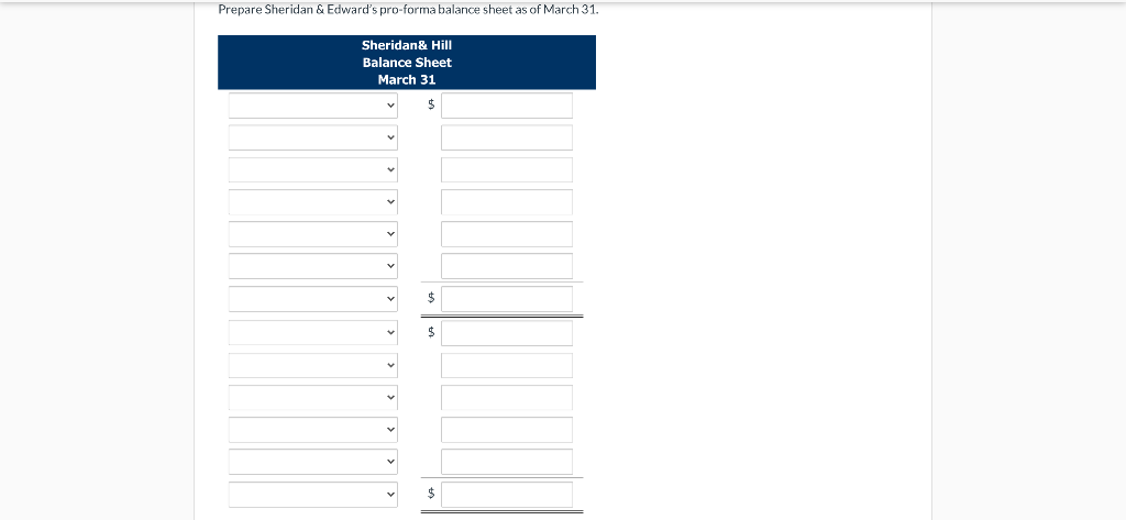 Prepare Sheridan & Edward's pro-forma income | Chegg.com