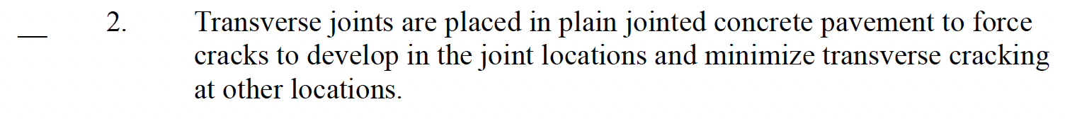 Solved Transverse joints are placed in plain jointed | Chegg.com