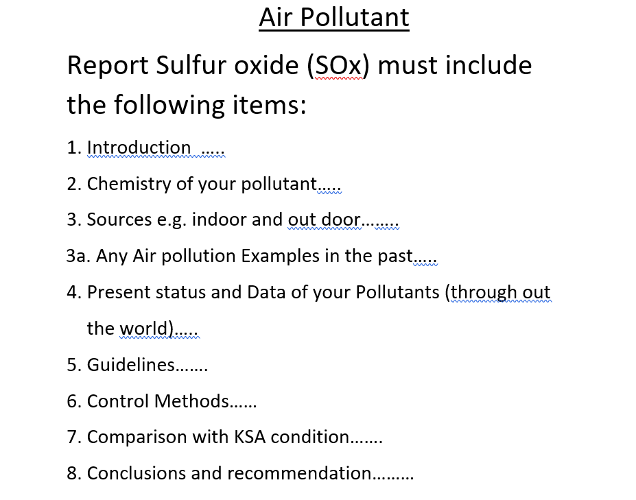 Solved Air Pollutant Report Sulfur oxide (SOx) must include | Chegg.com