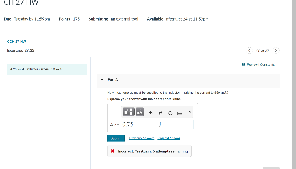 Solved CH 27 HW Due Tuesday by 11:59pm Points 175 Submitting | Chegg.com
