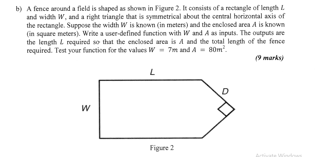 Solved b) A fence around a field is shaped as shown in | Chegg.com