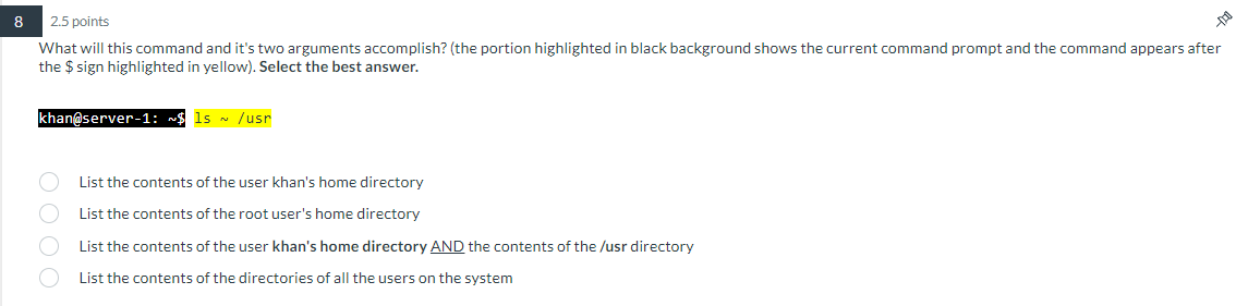 2.5 points Based on the given command and output, it | Chegg.com