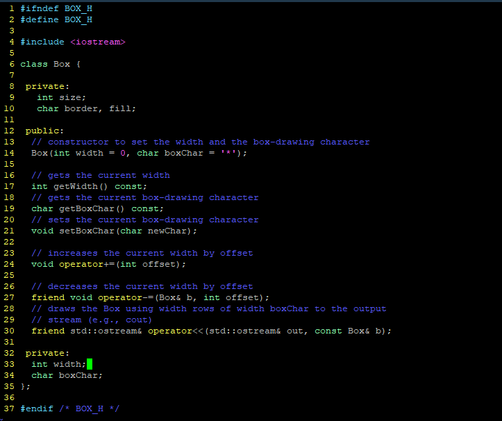Part 3: Implement a box-drawing class Take a look at | Chegg.com