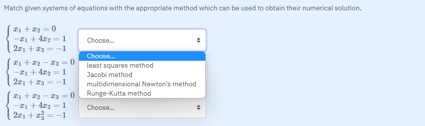 Solved Match given systems of equations with the appropriate | Chegg.com