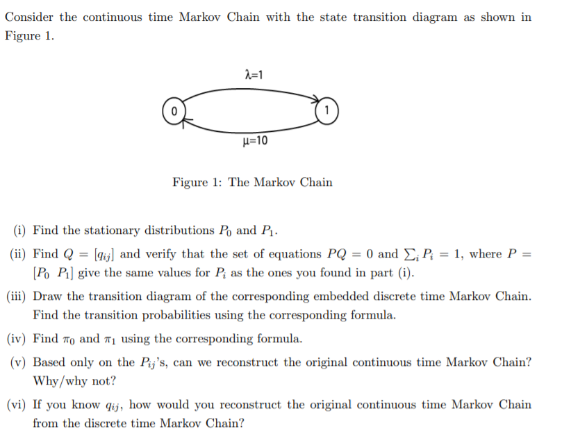 Consider the continuous time Markov Chain with the | Chegg.com