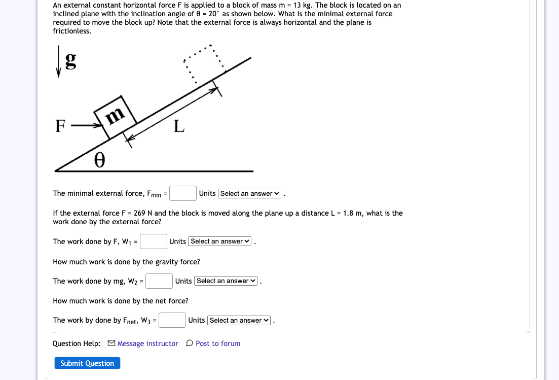 Solved An external constant horizontal force F is applied to | Chegg.com