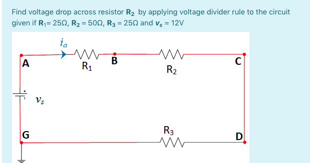 Solved Find voltage drop across resistor R2 by applying | Chegg.com