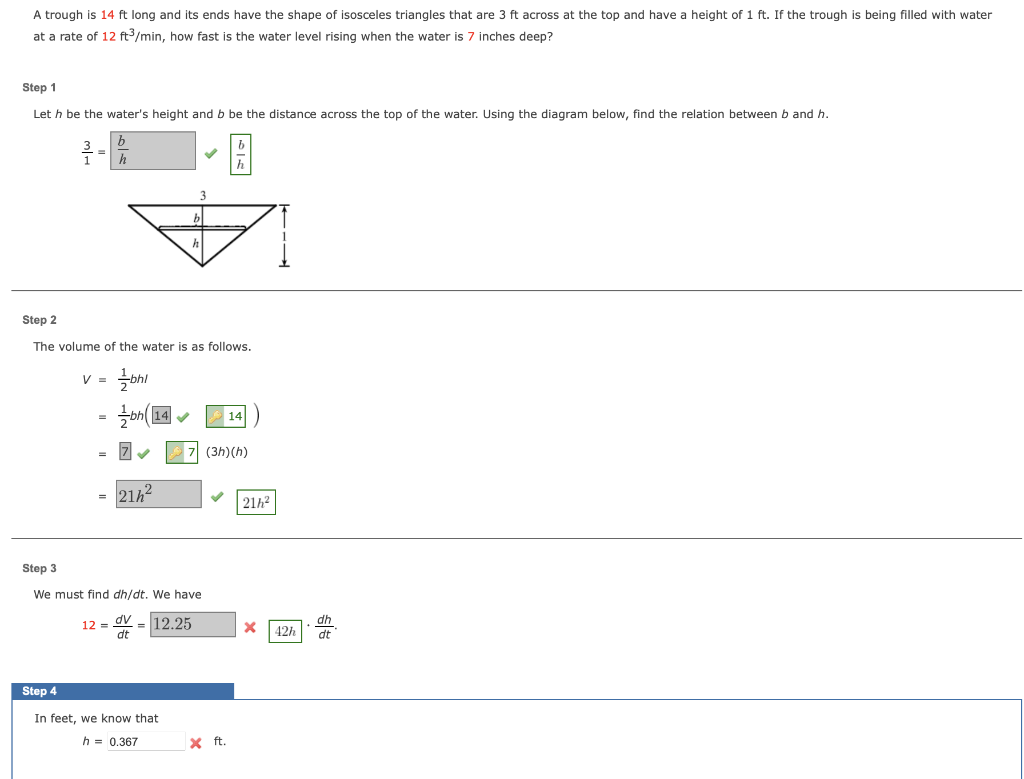 Solved A trough is 14ft long and its ends have the shape of | Chegg.com
