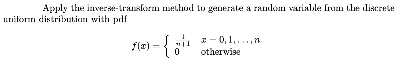 Solved Apply The Inverse Transform Method To Generate A 5117