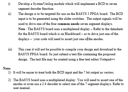 Solved 1) ii) Develop a System Verilog module which will | Chegg.com