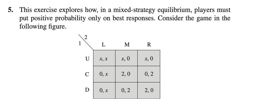 5. This exercise explores how, in a mixed-strategy | Chegg.com
