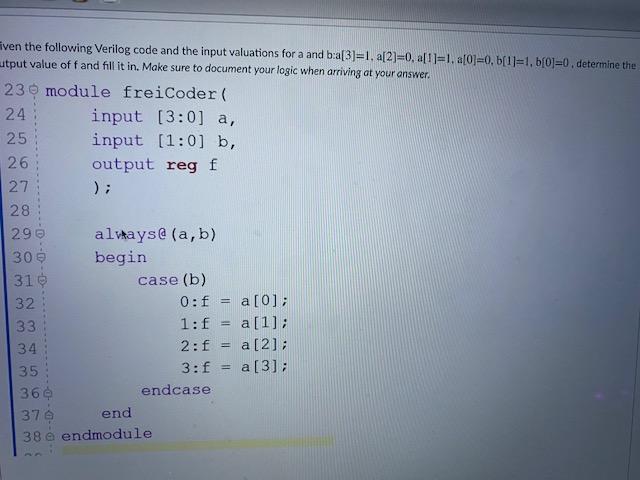 Solved Fiven the following Verilog code and the input | Chegg.com
