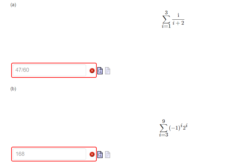 Solved ∑i=13i+2i ∑i=39(−1)i2i | Chegg.com