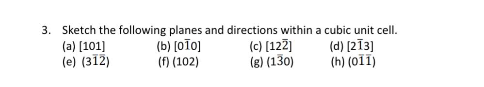 Solved 3. Sketch the following planes and directions within | Chegg.com