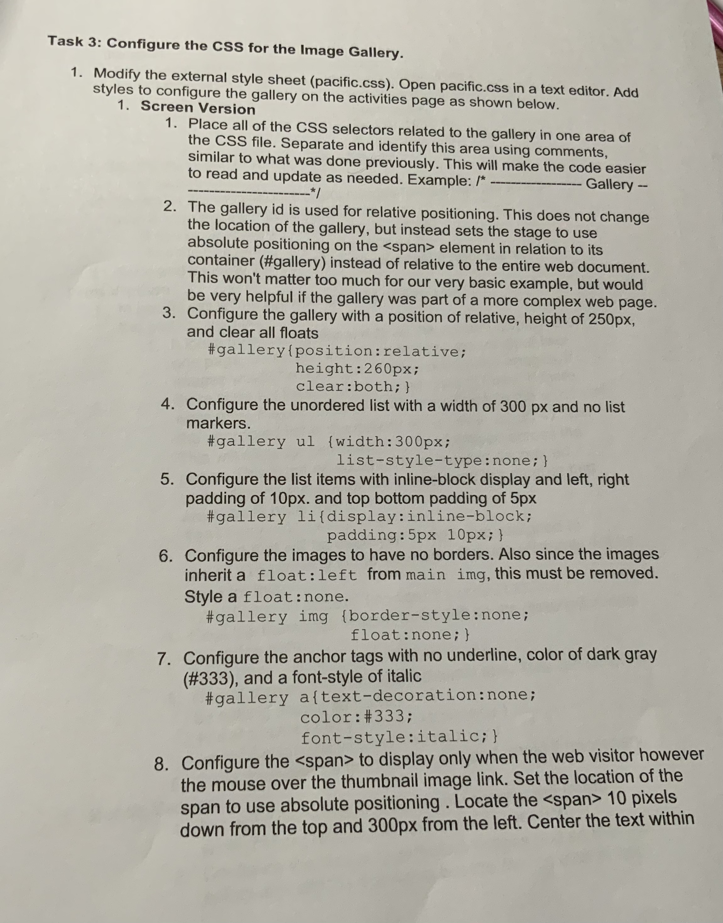 Solved Configure the Image Gallery. Modify the external | Chegg.com