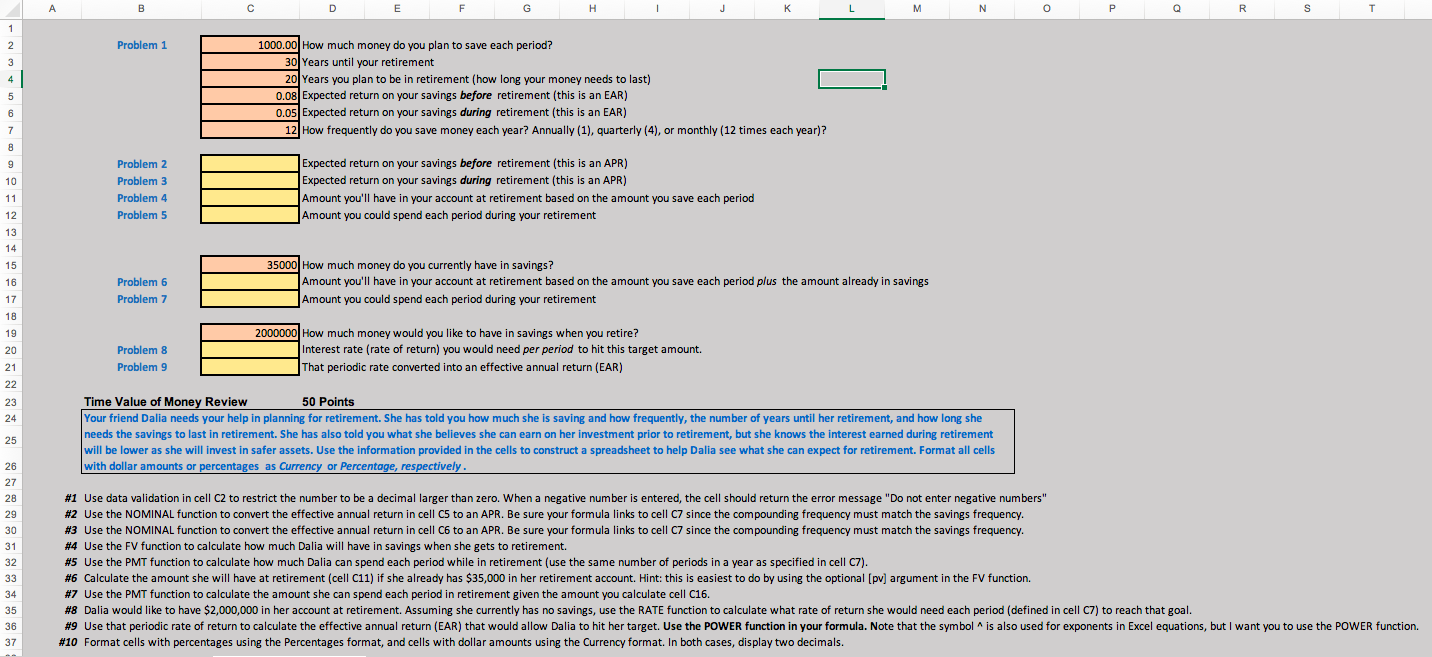 Please use excel functions to solve answers provided | Chegg.com