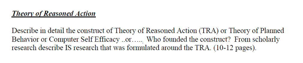 Solved Theory of Reasoned Action Describe in detail the | Chegg.com
