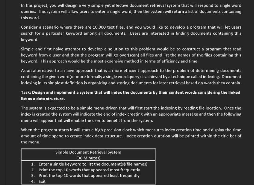 Solved In this project, you will design a very simple yet | Chegg.com
