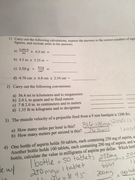 Solved Carry out the following calculations, express the | Chegg.com