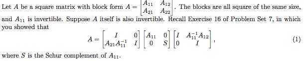 Solved A11 A12 Let A be a square matrix with block form A- | Chegg.com