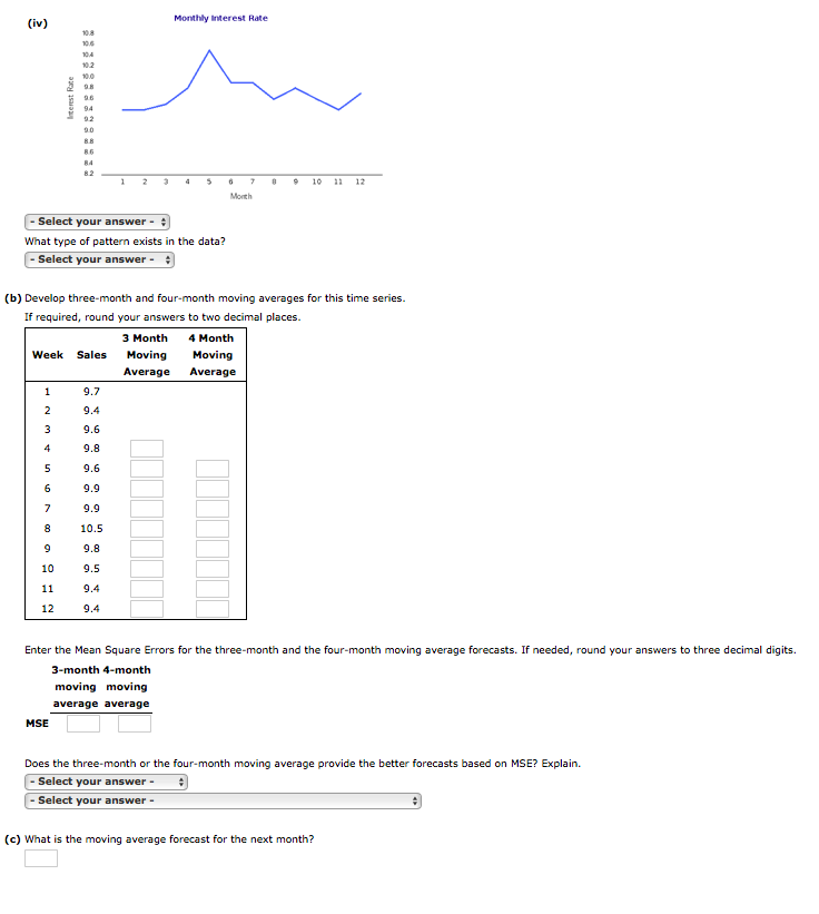 Problem 08-12 Algo (Moving Averages and Exponential | Chegg.com