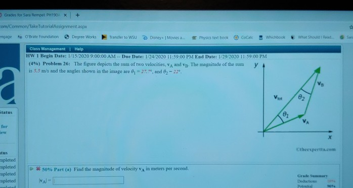 Solved Grades for Sara Rempel PH 190 X + com/Common/Take | Chegg.com