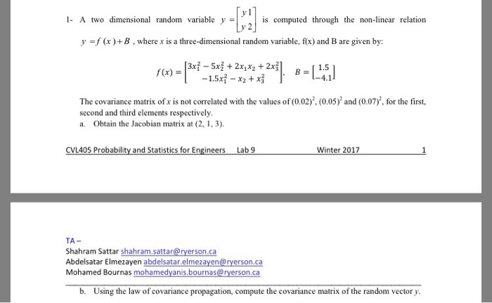 Solved A two dimensional random variable y = [y1 y2] is | Chegg.com