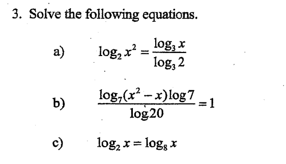 Solved 3. Solve the following equations. a) | Chegg.com