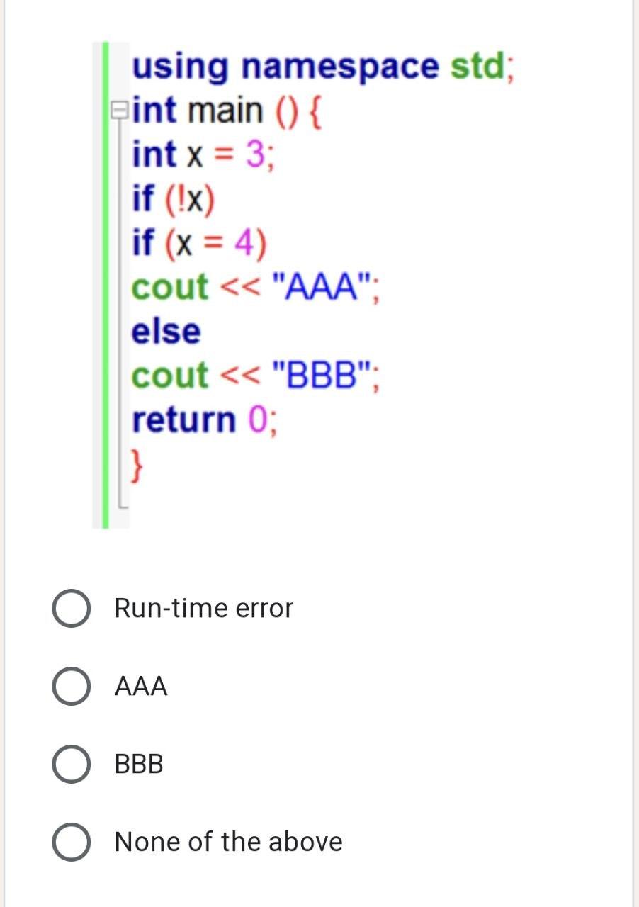 Solved using namespace std; int main () { int x = 3; if (!x) | Chegg.com