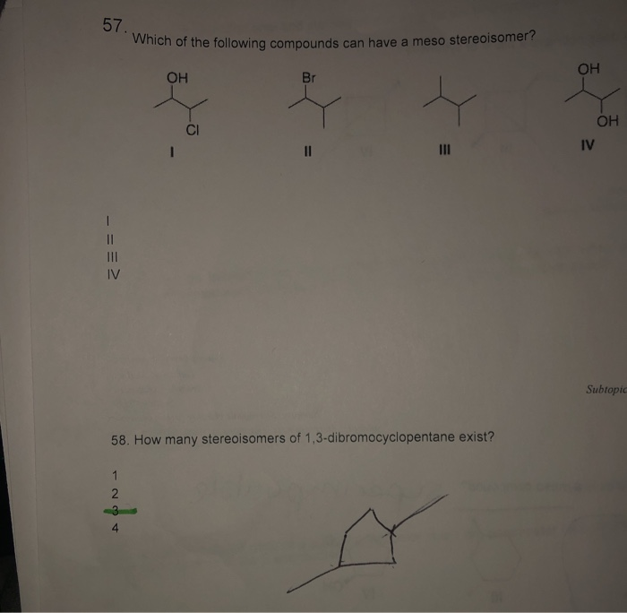 Solved 57 Which of the following compounds can have a meso | Chegg.com
