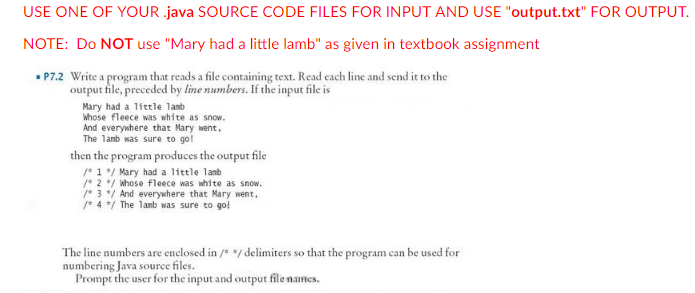 Solved USE ONE OF YOUR java SOURCE CODE FILES FOR INPUT AND | Chegg.com